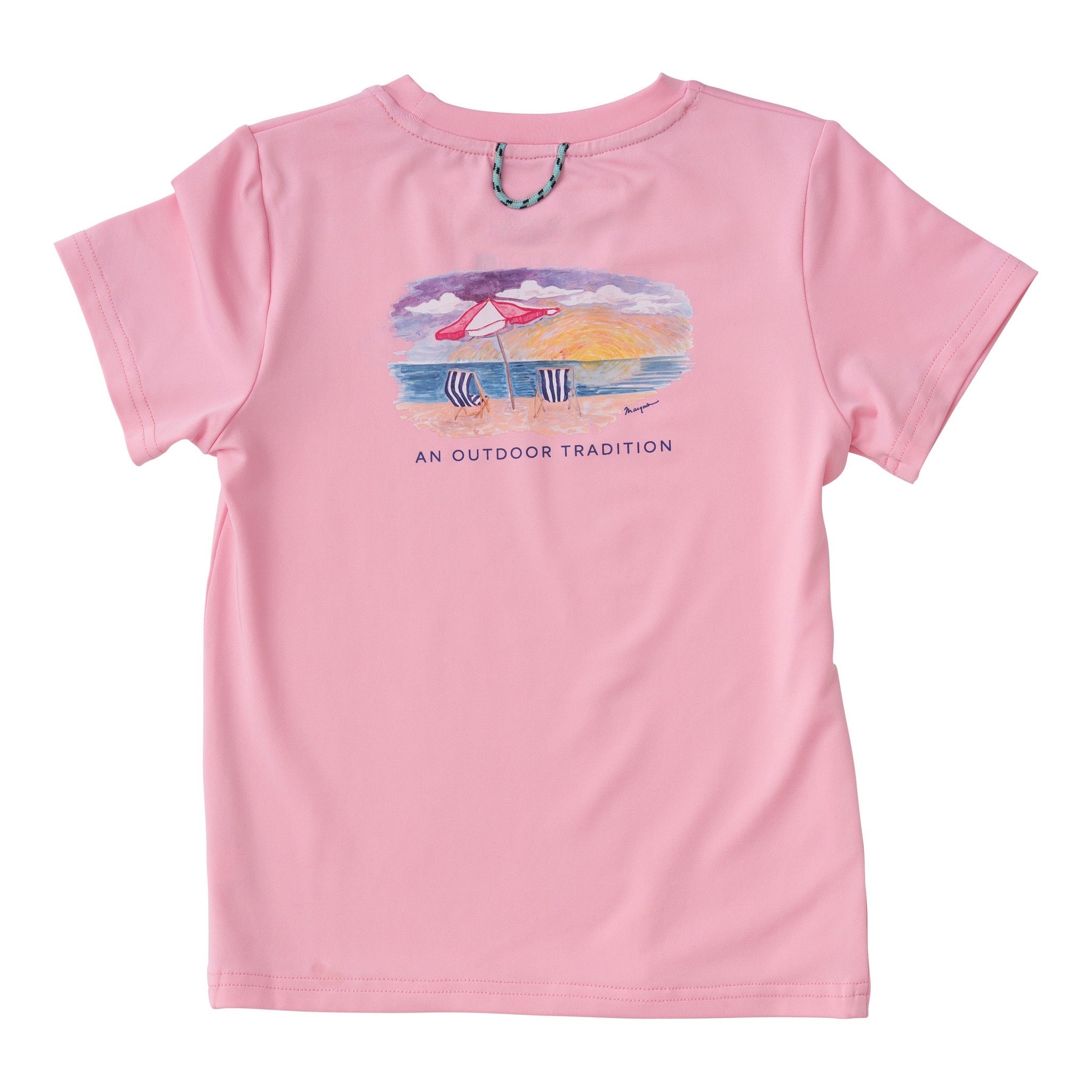 Girl's Pink Beach Art Short-Sleeve Performance Tee | PRODOH
