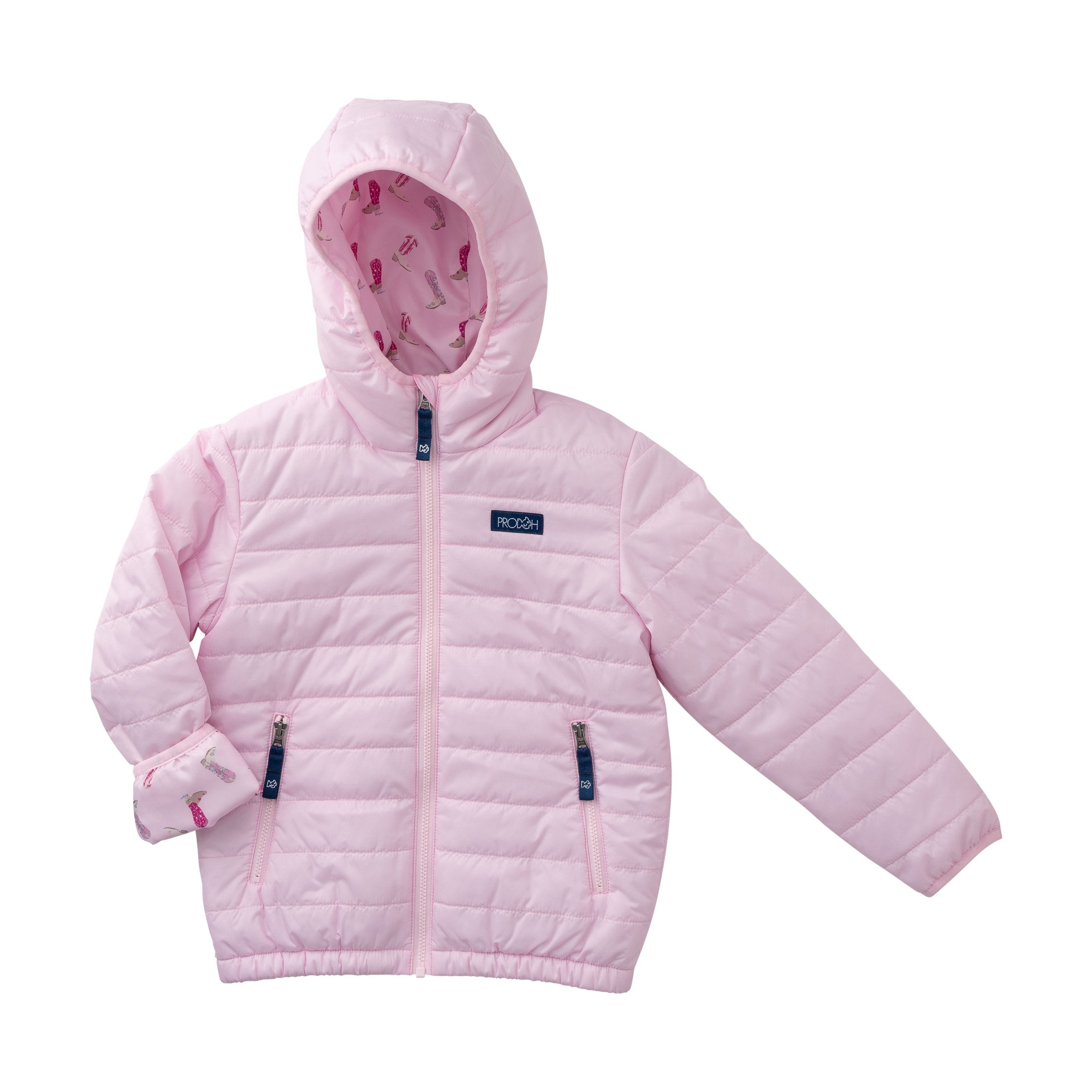 Girls Hooded Puffer Jacket Pink Tulle Cowboy Boot Liner – PRODOH